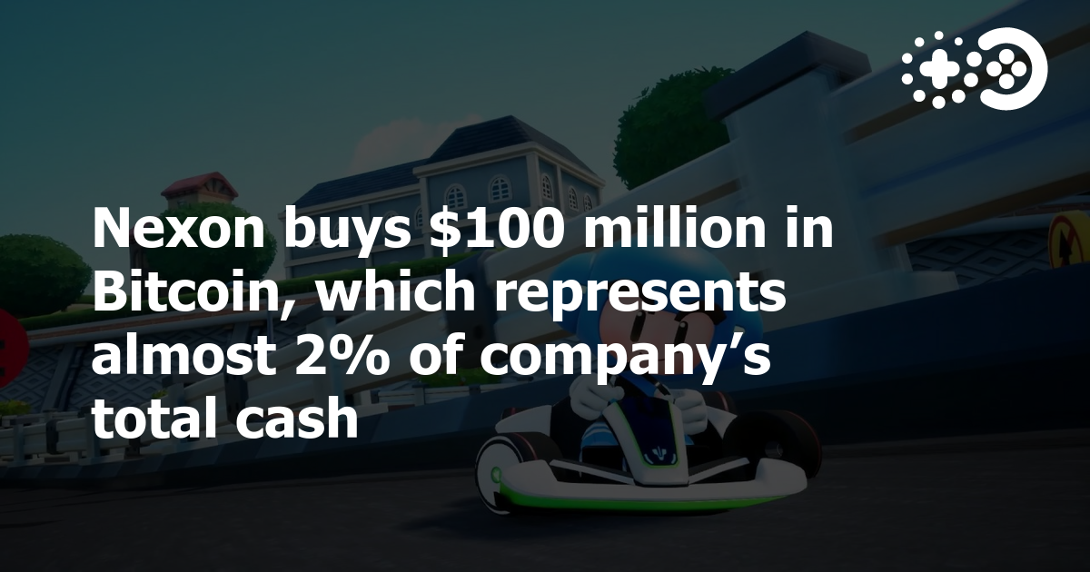 Nexon buys $100 million in Bitcoin, which represents almost 2% of ...