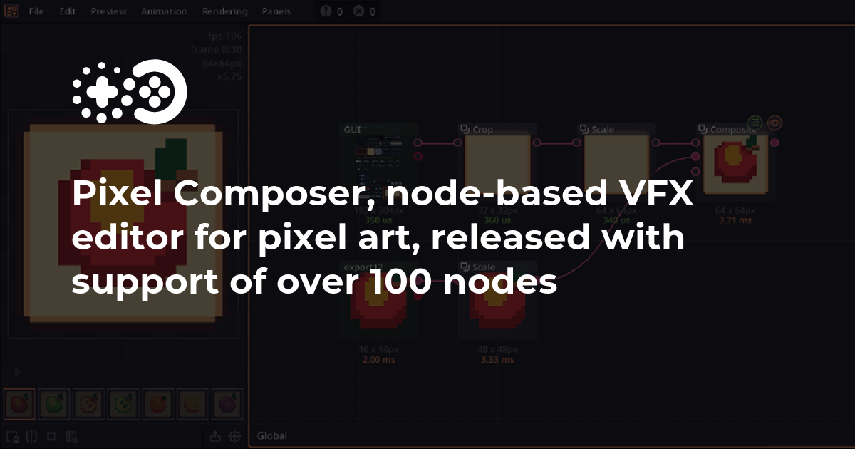Pixel Composer, node-based VFX editor for pixel art, released with support of over 100 nodes ...