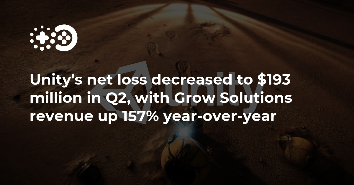 Unity’s net loss decreased to $193 million in Q2, with Grow Solutions ...